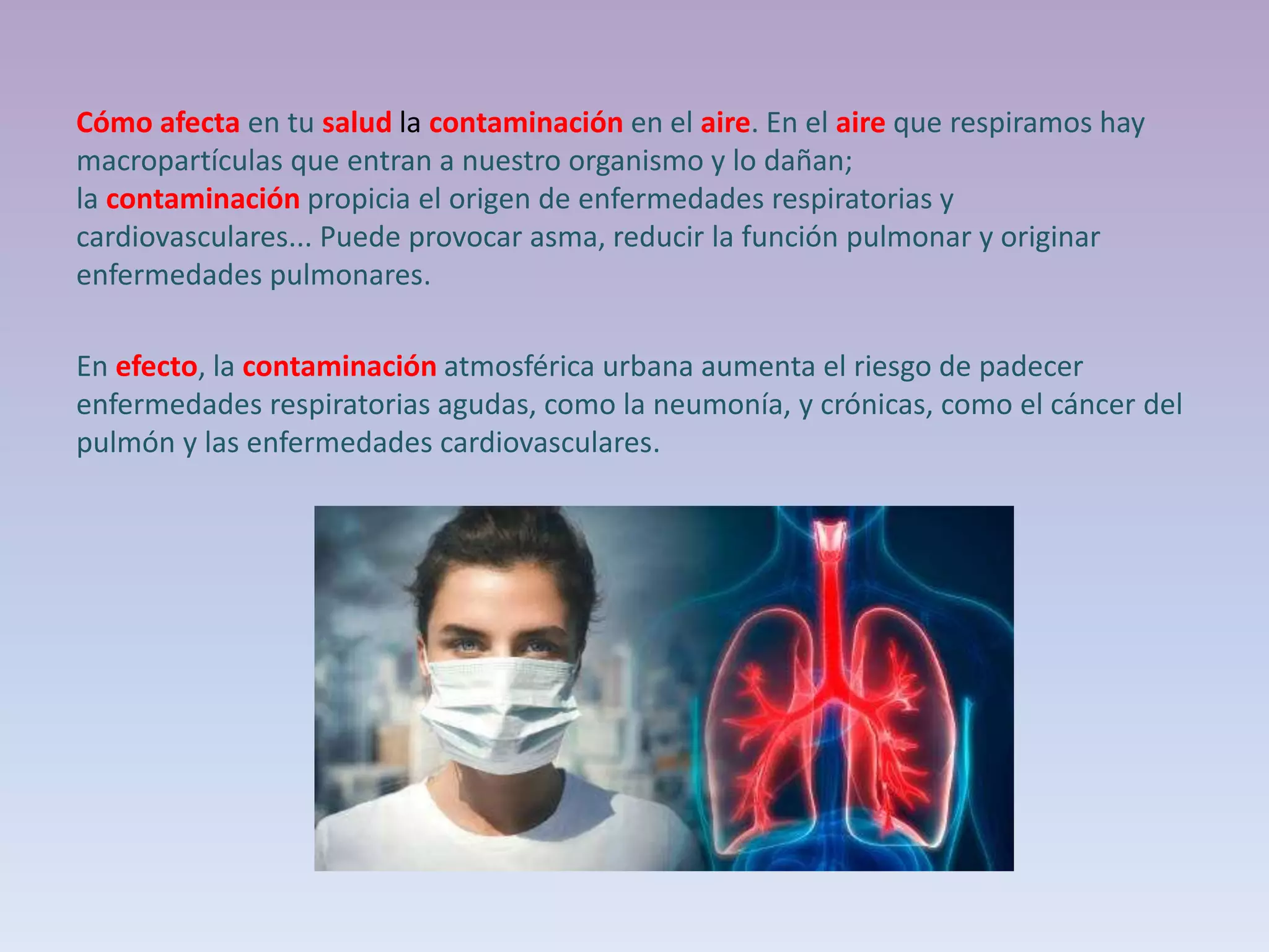 Efectos para la salud del aire contaminado diapositiva | PPTX