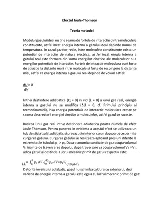 Efectul joule thomson | DOCX