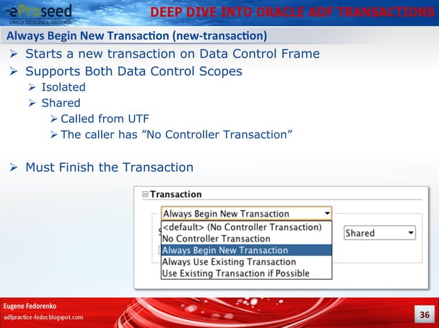 Deep Dive into Oracle ADF Transactions | PDF | Databases | Computer Software and Applications