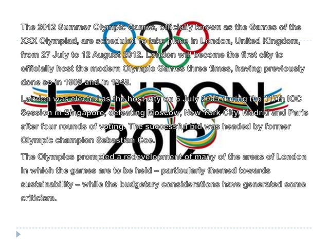 London 2012 Olympic Games | PPTX | Summer Olympic Sports | Olympic Sports
