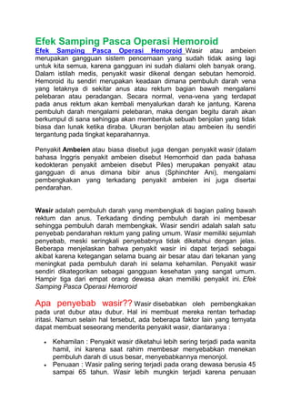 Efek samping pasca operasi hemoroid | PDF