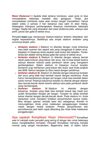 Efek samping pasca operasi hemoroid | PDF