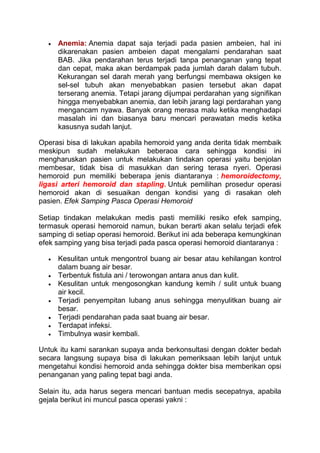 Efek samping pasca operasi hemoroid | PDF