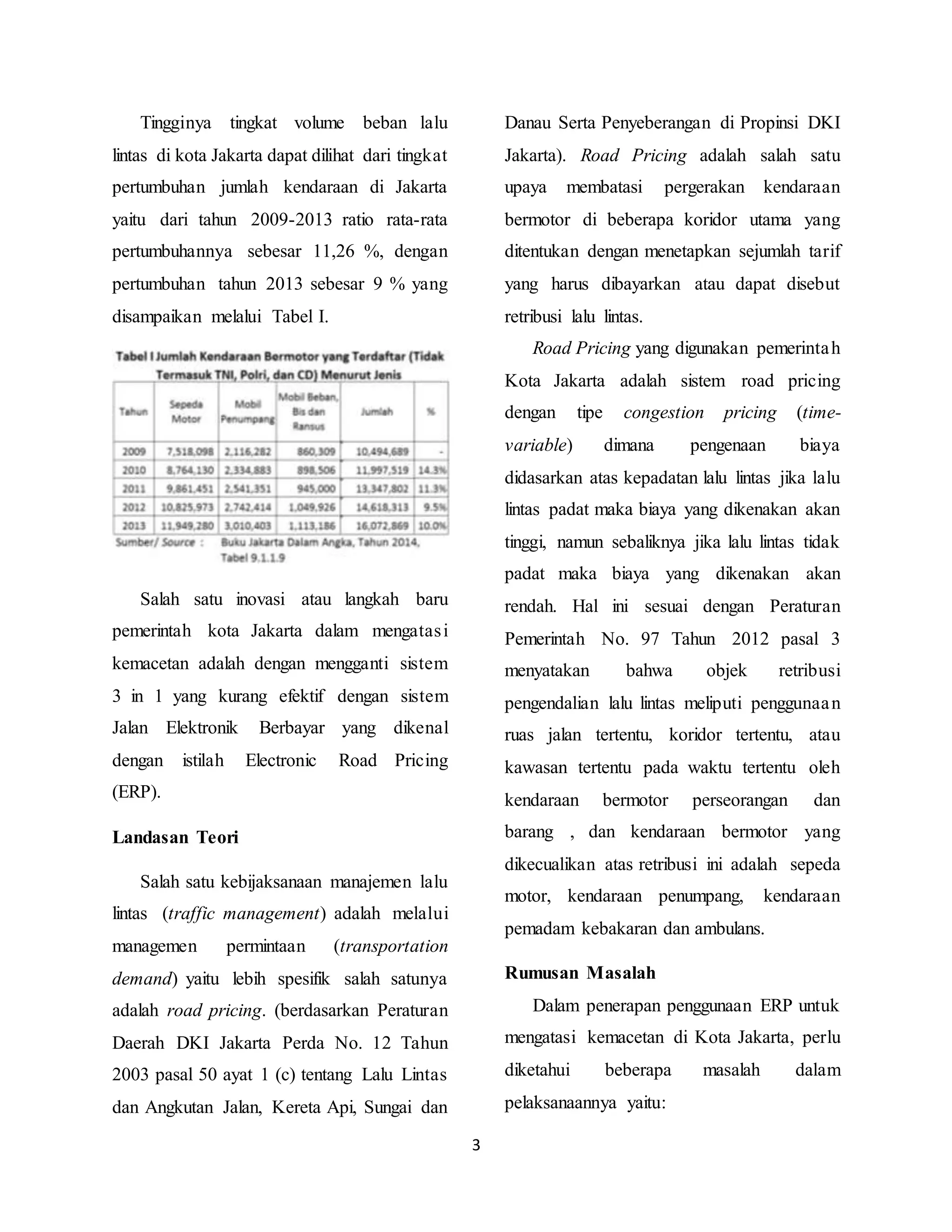 Efektifitas penggunaan sistem elektronik road pricing | DOCX