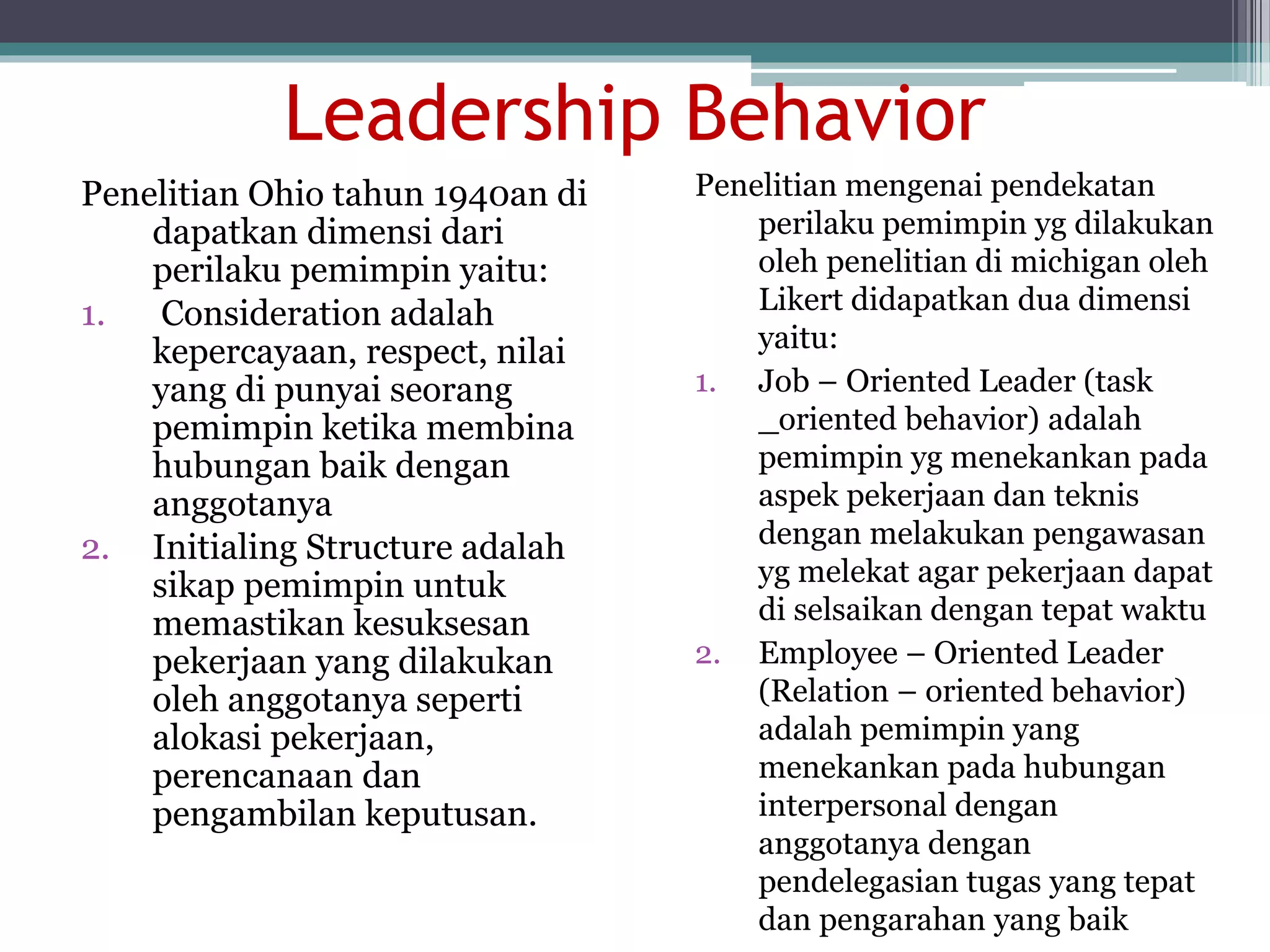 Efektifitas kepemimpinan | PPTX