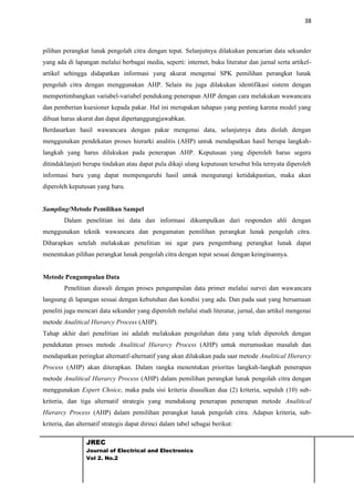 Efektifitas Penerapan Metode AHP dalam Pemilihan Perangkat Lunak Pengolah Citra dengan ...