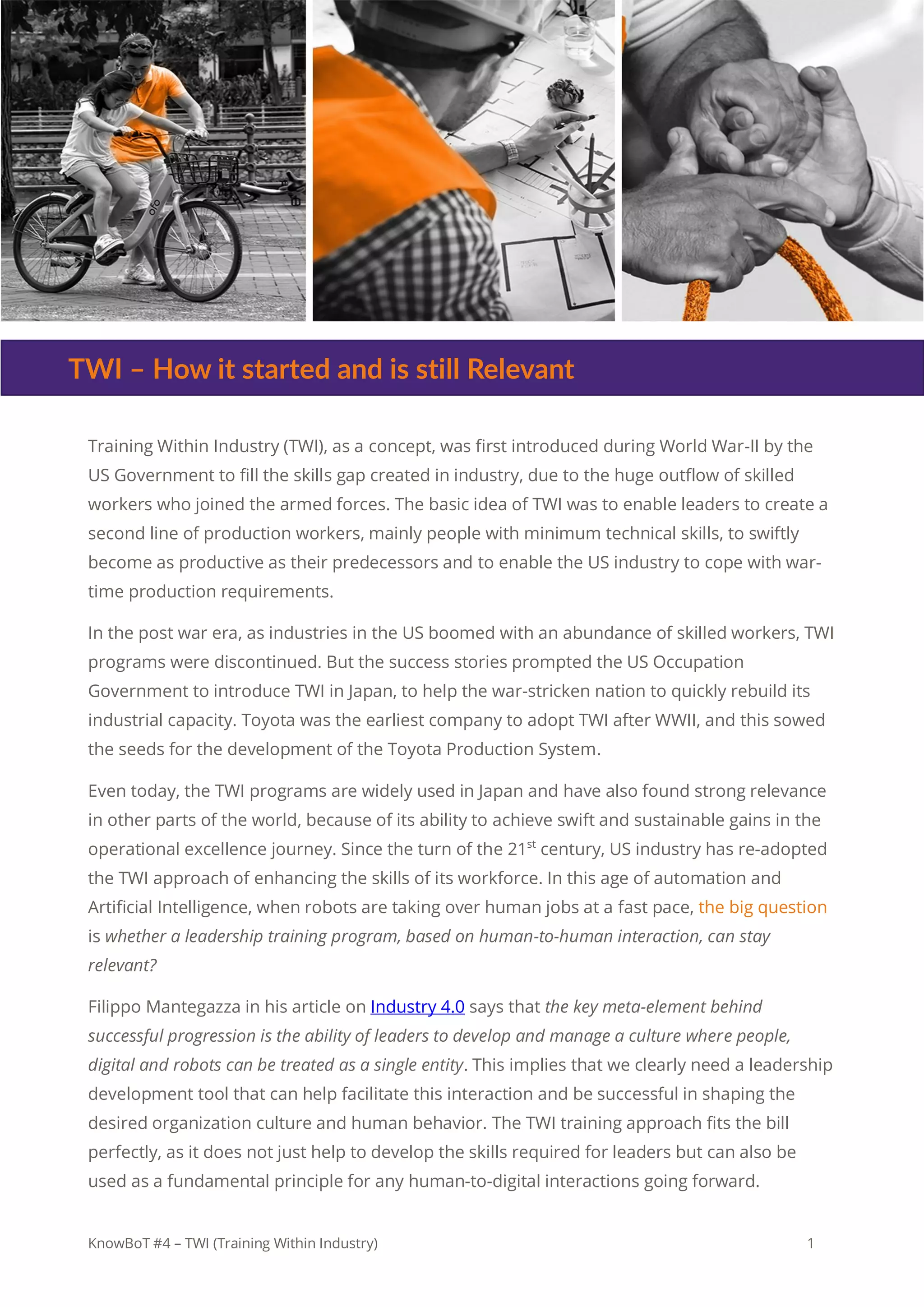 TWI - Training Within Industry | PDF