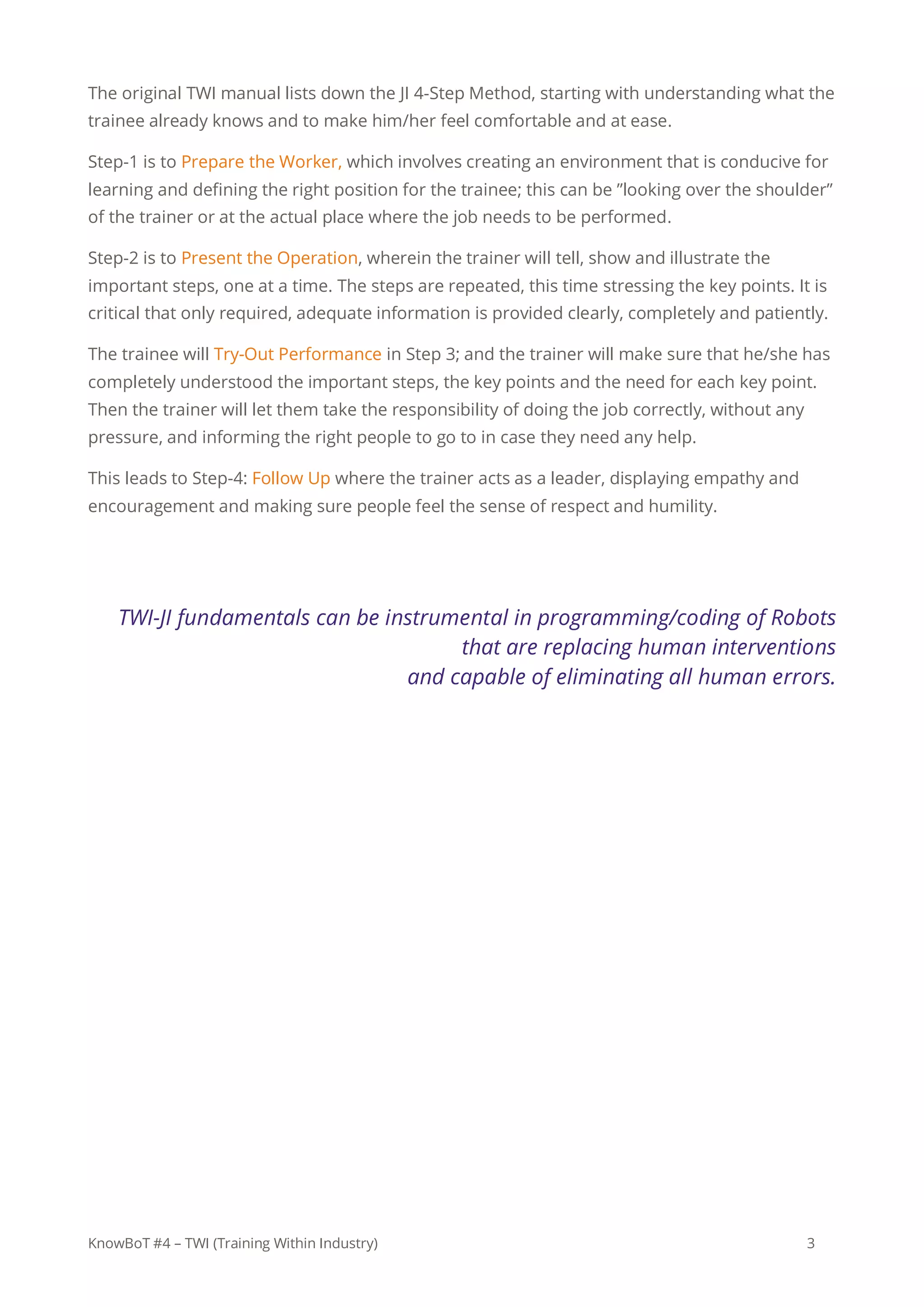 TWI - Training Within Industry | PDF