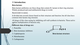 _beta-lactam antibiotics M pharmacy Pharmacology | PPTX