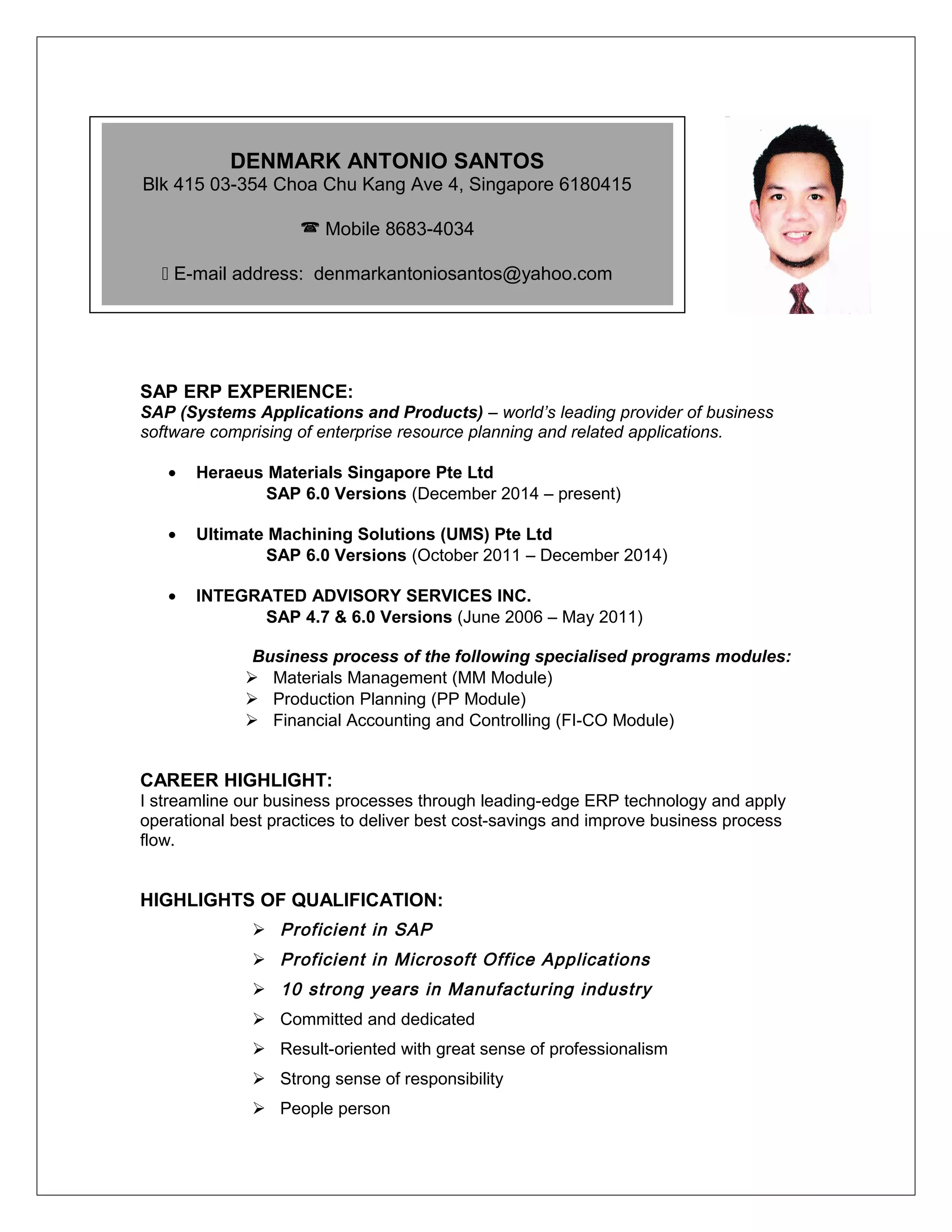 [CV] Denmark Santos_Financial Analyst cum Cost Accountant | DOC ...