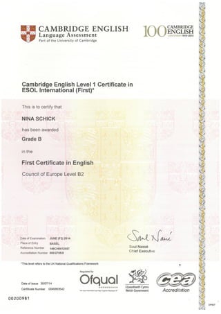 Cambridge First Certificate | PDF