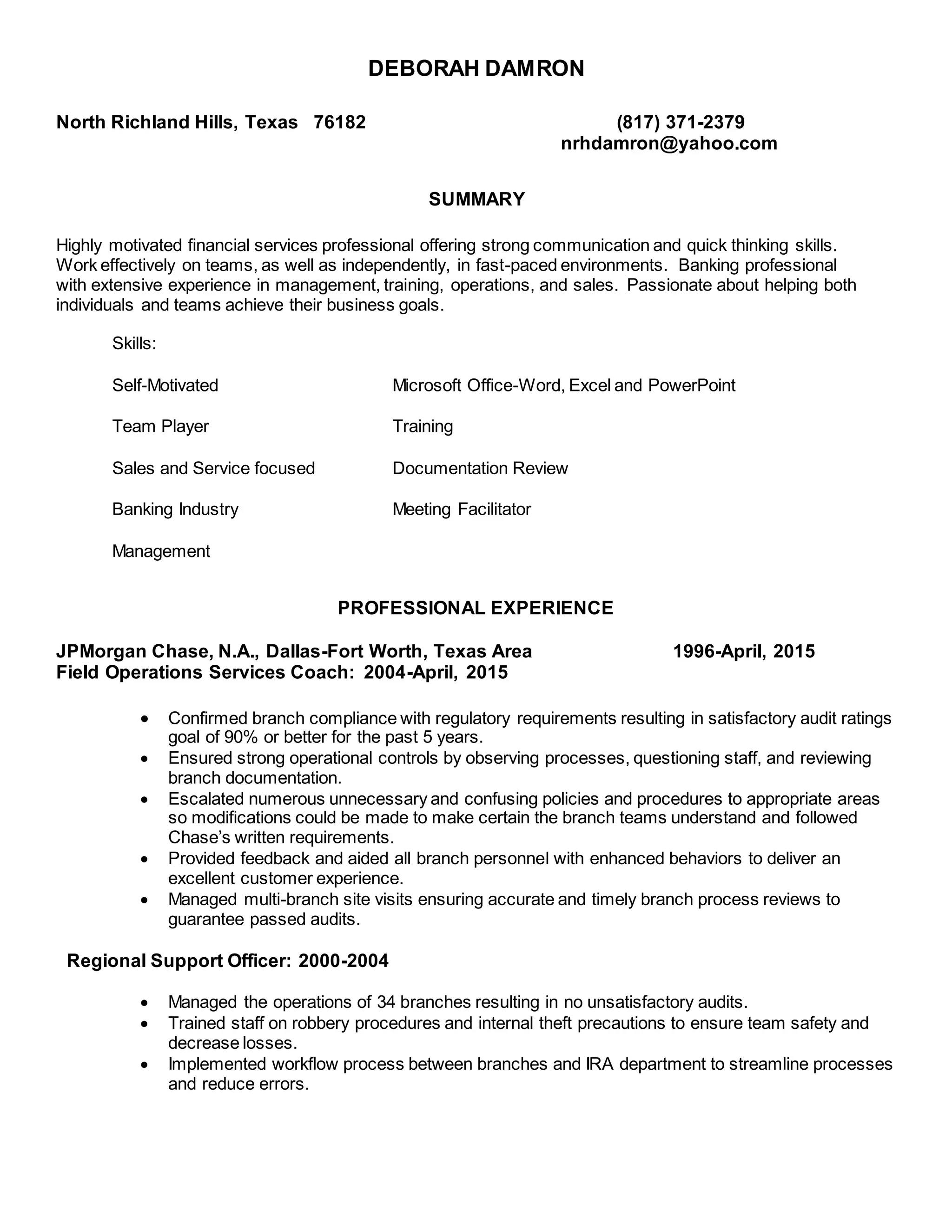 DEBORAH DAMRON Resume' (1) | DOCX | Business Administration | Business