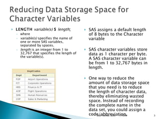 Improving Effeciency with Options in SAS | PPT | Data Storage and Warehousing | Computing