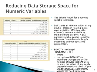 Improving Effeciency with Options in SAS | PPT | Data Storage and Warehousing | Computing