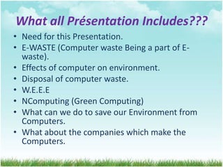 Harmful Effect Of Computers On Environment - EWASTE | PPT