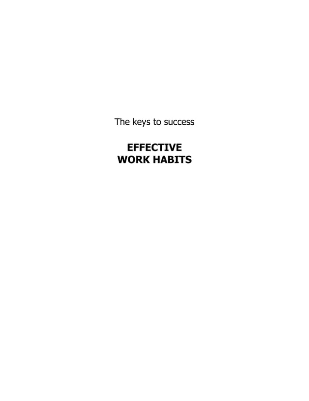 The Keys to Having Great Work Habits | PDF | Resume Writing and Advice ...