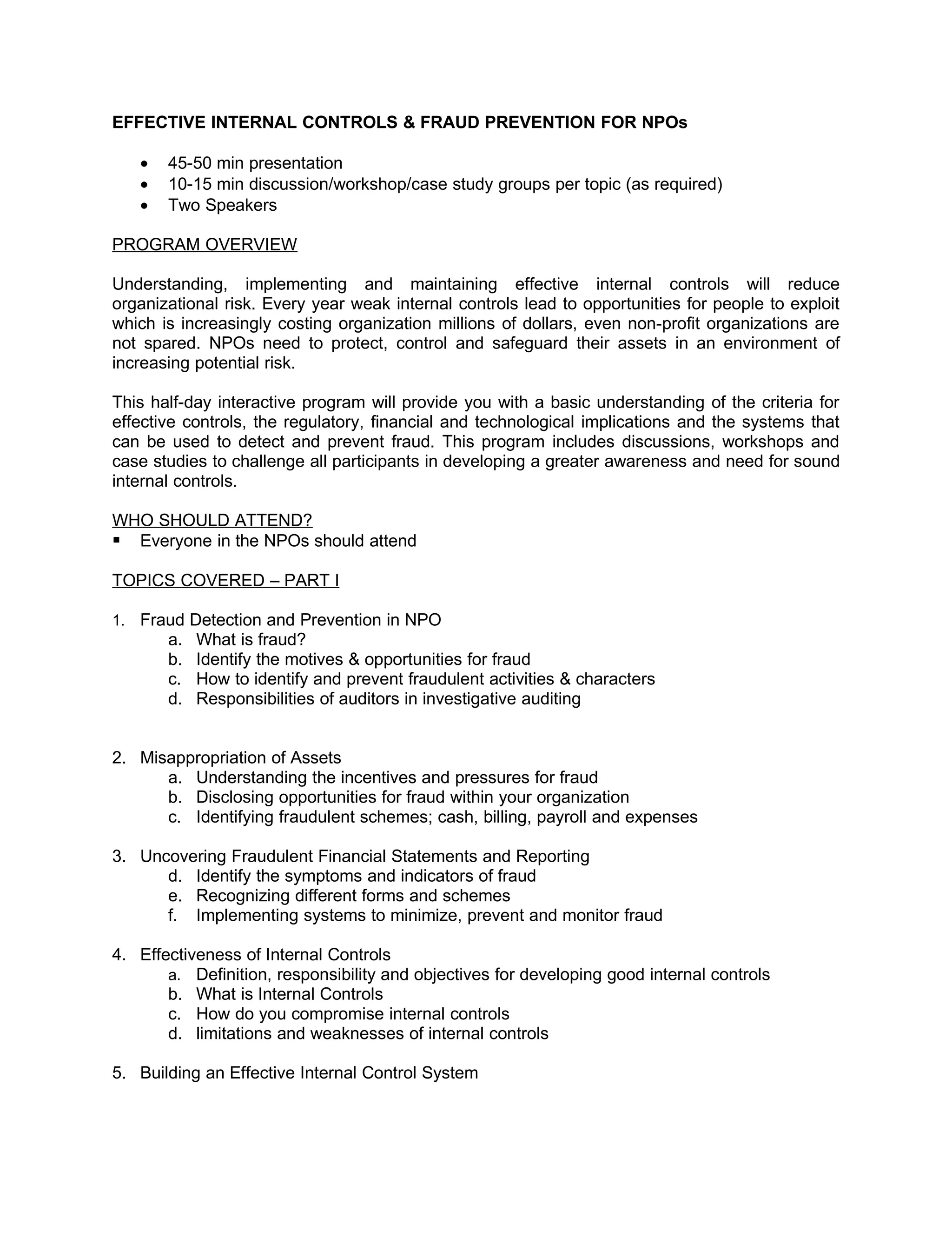 Internal Control and Fraud Prevention | DOC