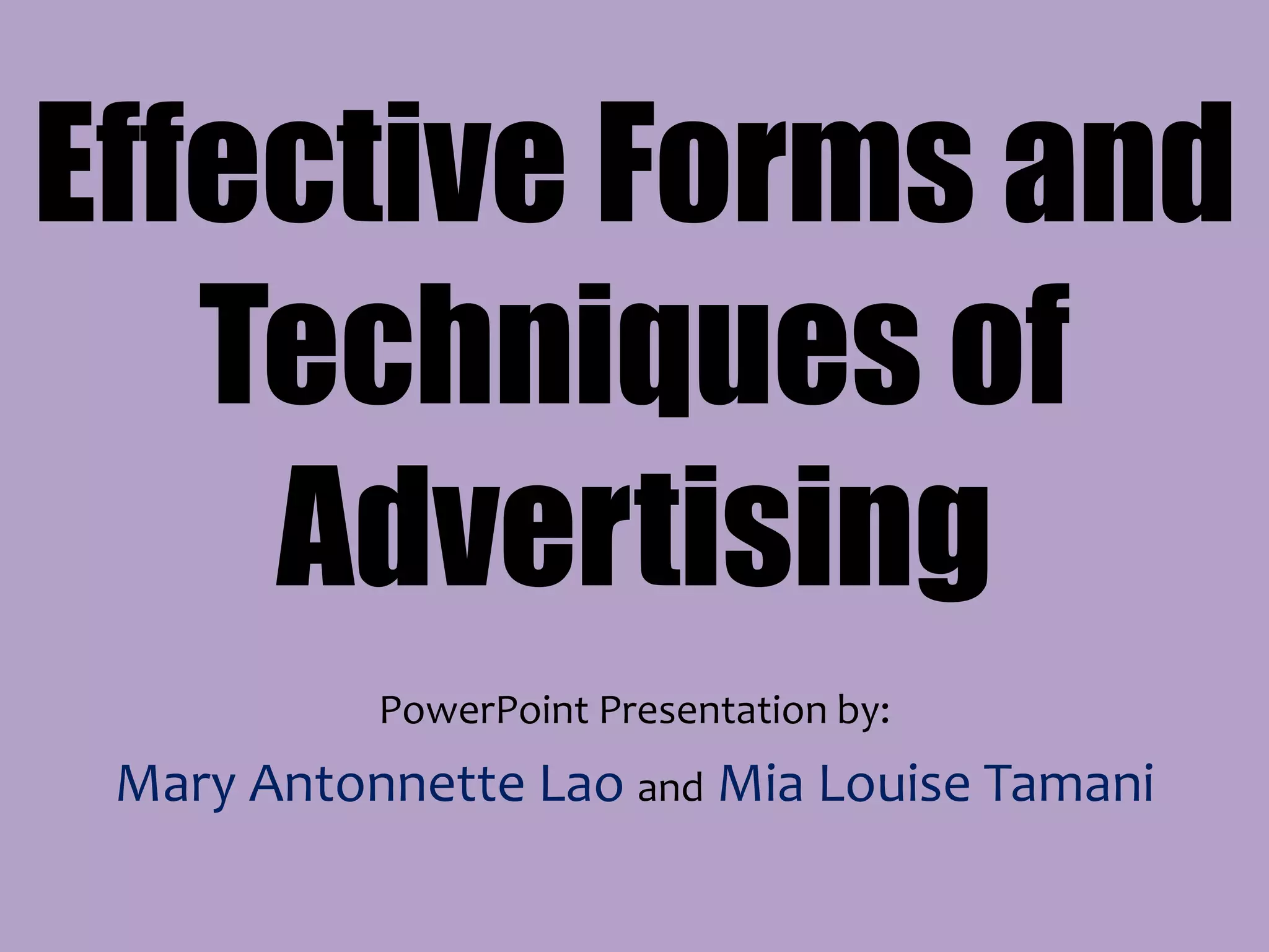 Effective advertising techniques | PPTX