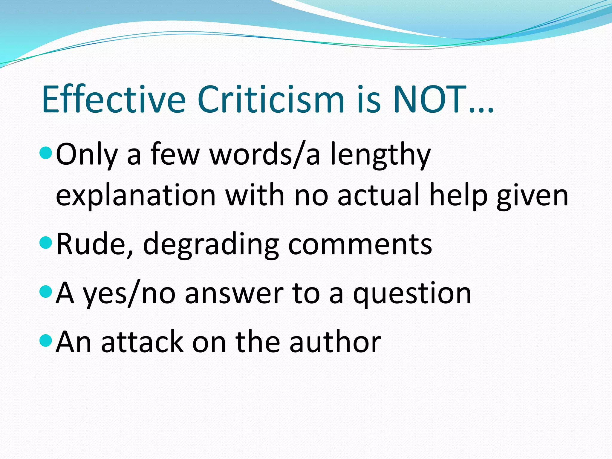 Effective and helpful criticism | PPTX