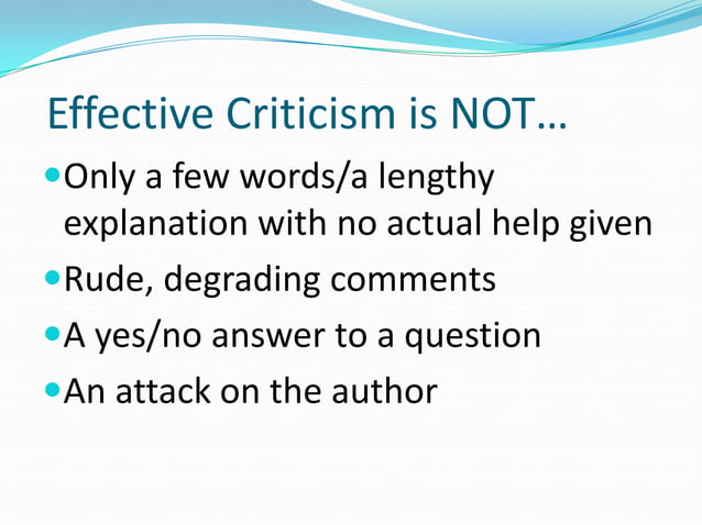 Effective and helpful criticism | PPTX