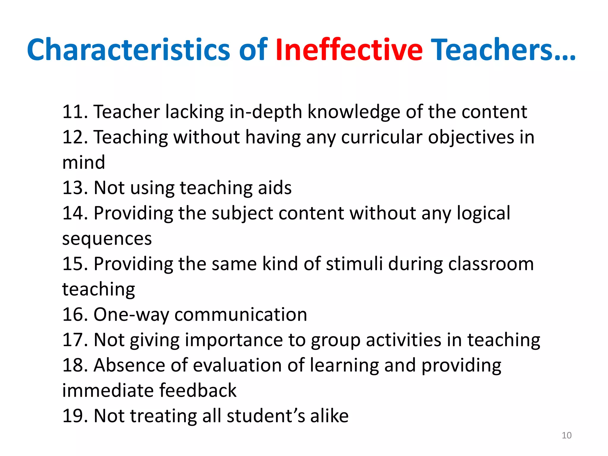 Effective and Ineffective Teaching by Dr.Pachaiyappan | PDF