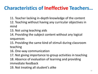 Effective and Ineffective Teaching by Dr.Pachaiyappan | PDF