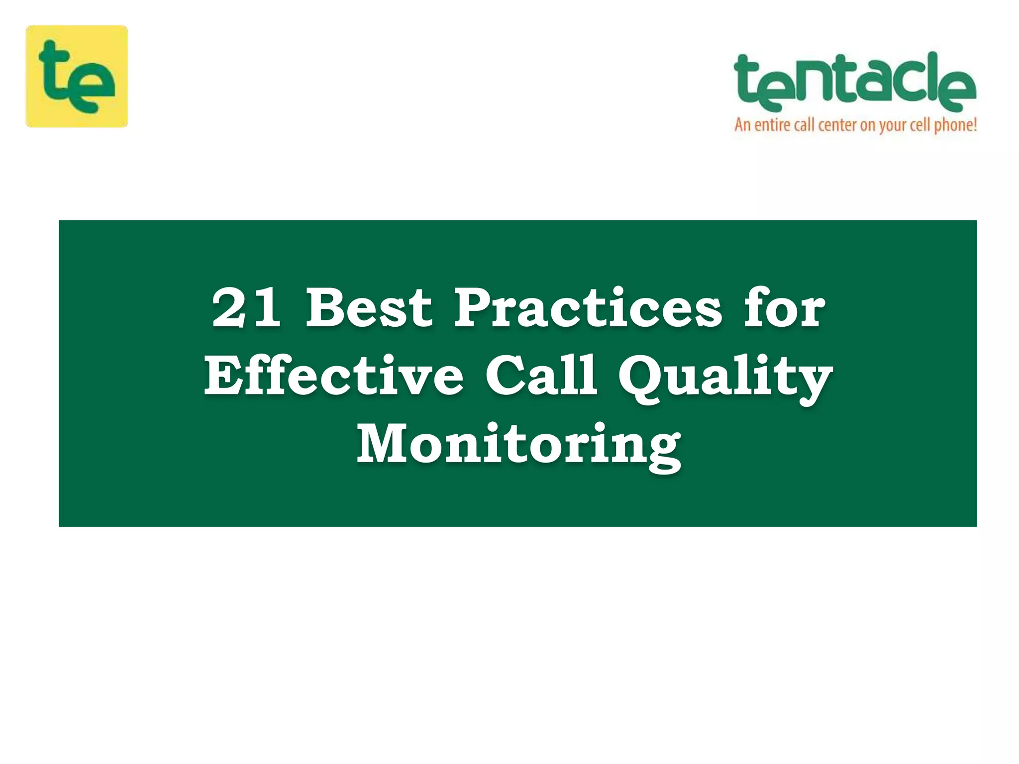 21 Best Practices for Effective Call Quality Monitoring | PPTX ...