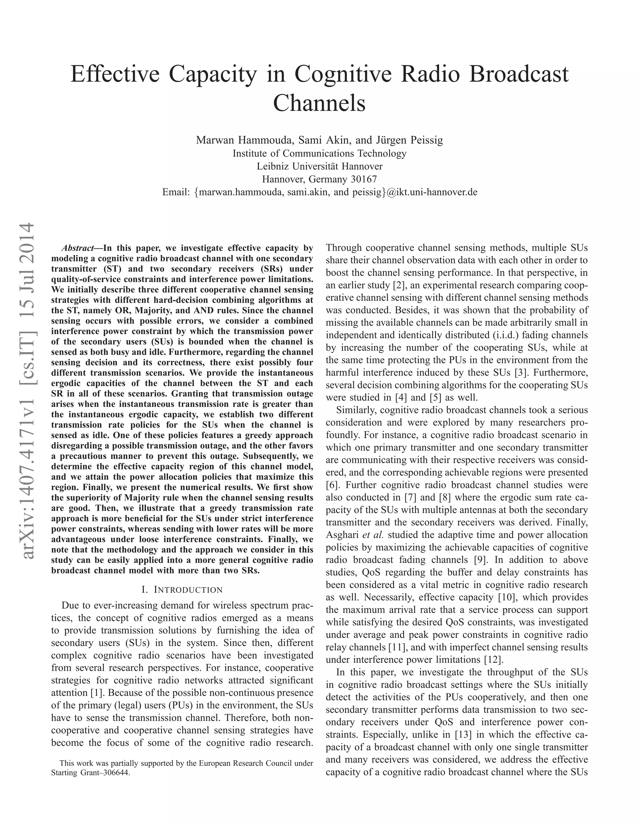 Effective capacity in cognitive radio broadcast channels | PDF