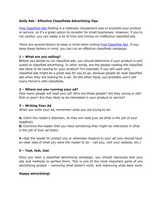 Effective classifieds advertising tips | DOCX