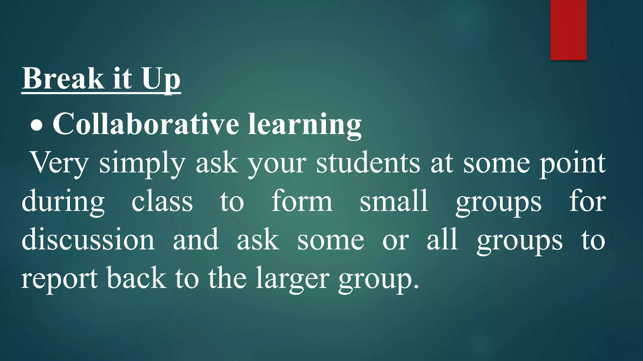 Effective classroom learning activities | PPTX