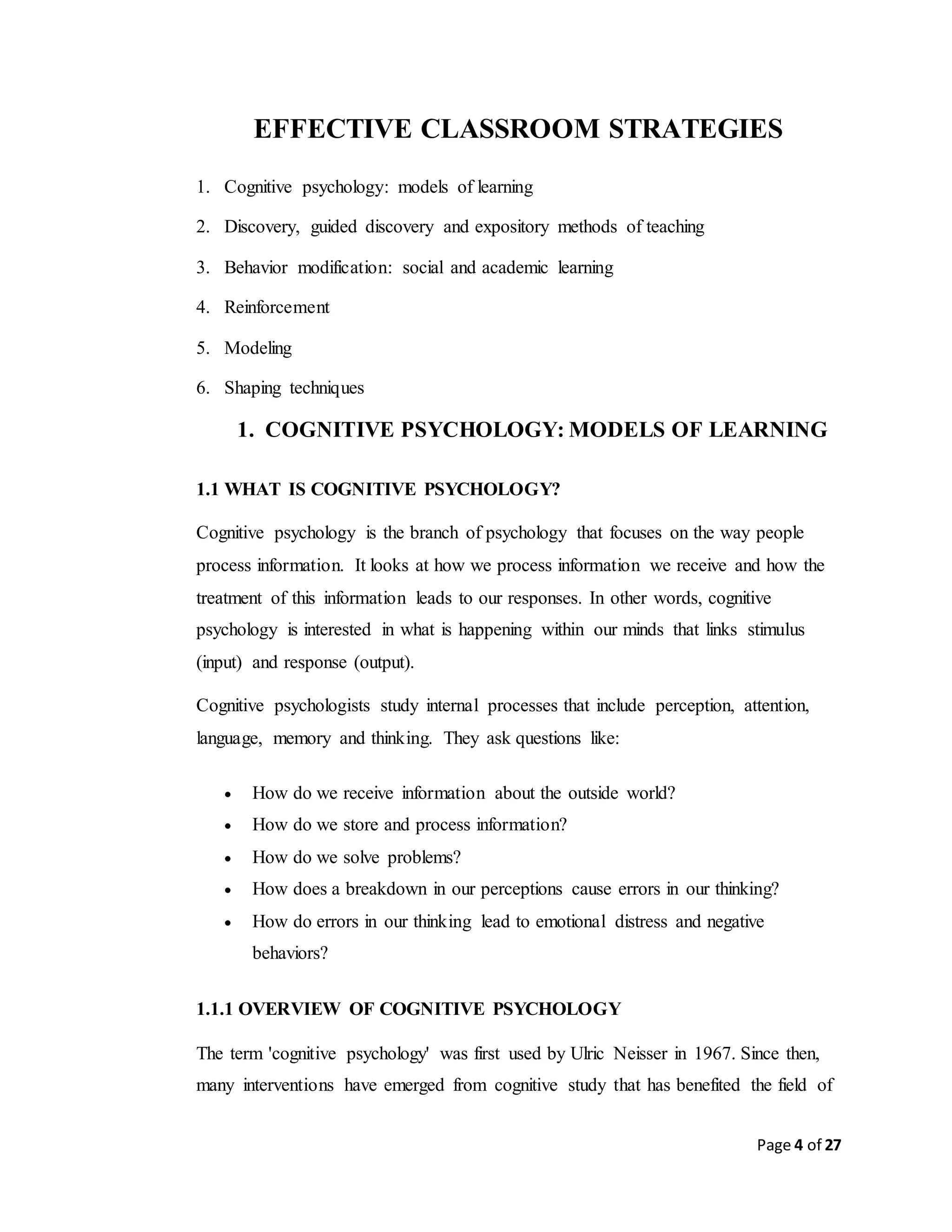 Effective classroom strategies | PDF