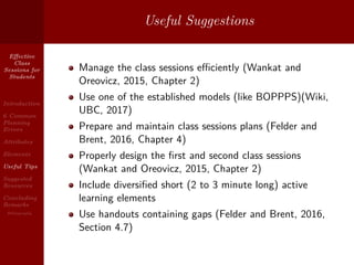 Effective Class Sessions for Students | PPT