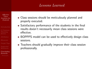 Effective Class Sessions for Students | PPT