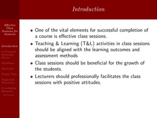 Effective Class Sessions for Students | PPT