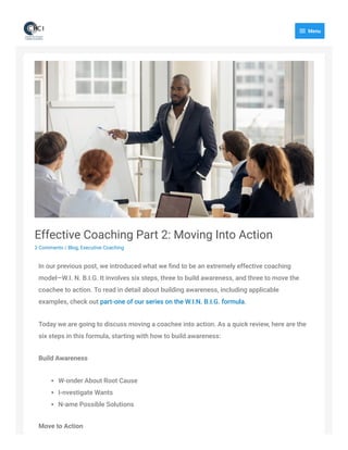 Effective Coaching Part 2: Moving Into Action | PDF