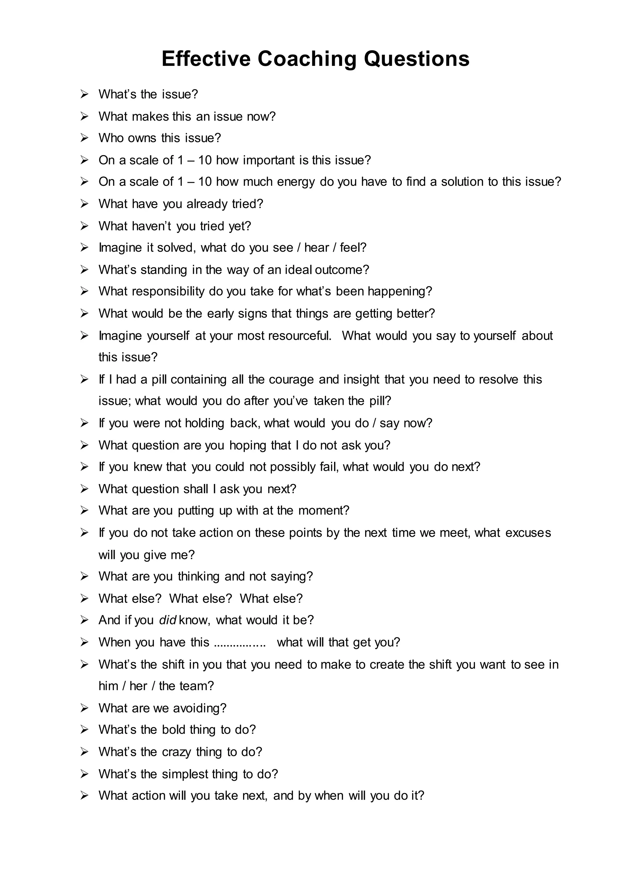 How to ask effective coaching questions | PDF