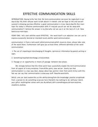 Effective Communication Skills | DOCX