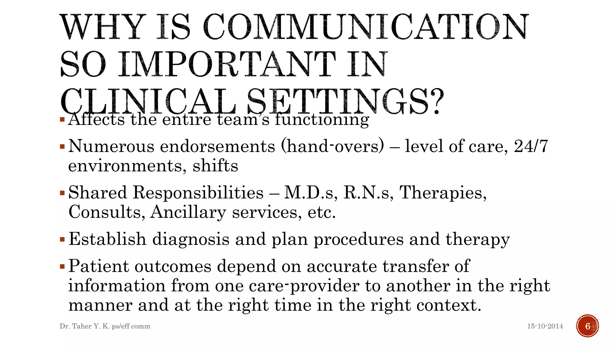 Effective communication in patient safety and healthcare | PPTX