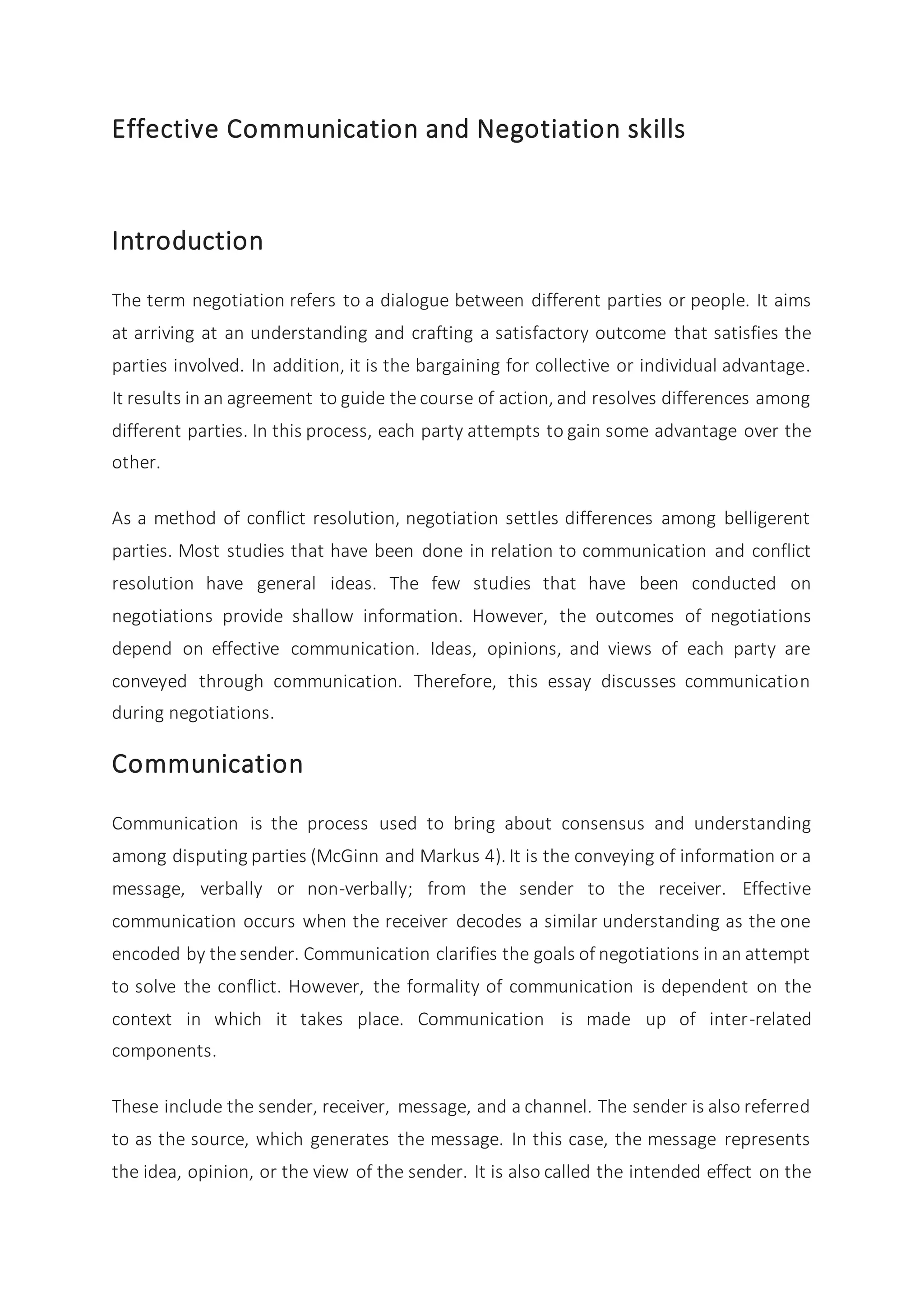 Effective communication and negotiation skills | DOCX