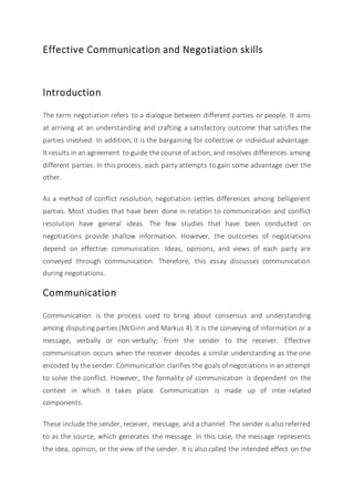Effective communication and negotiation skills | DOCX