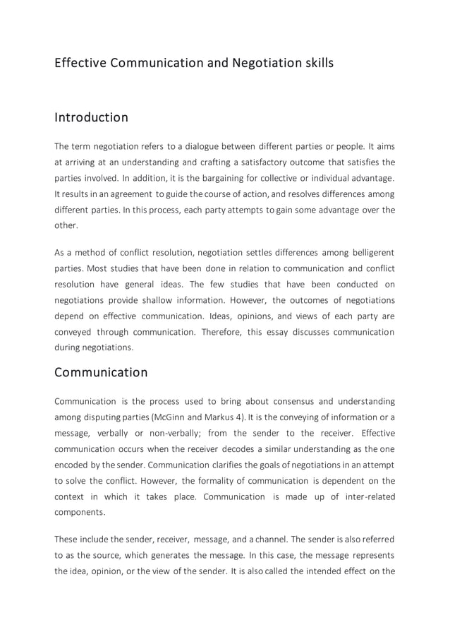 Effective communication and negotiation skills | PDF