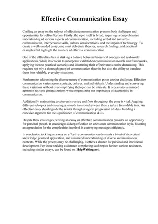 Effective Communication Essay | PDF | Technology & Computing