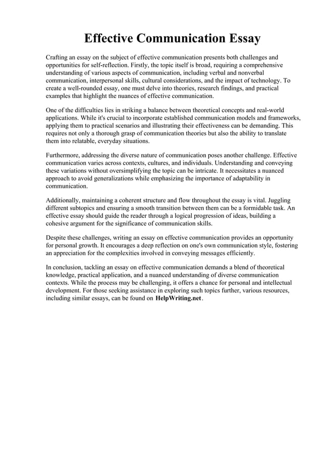 Effective Communication Essay | PDF