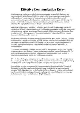 Effective Communication Essay | PDF