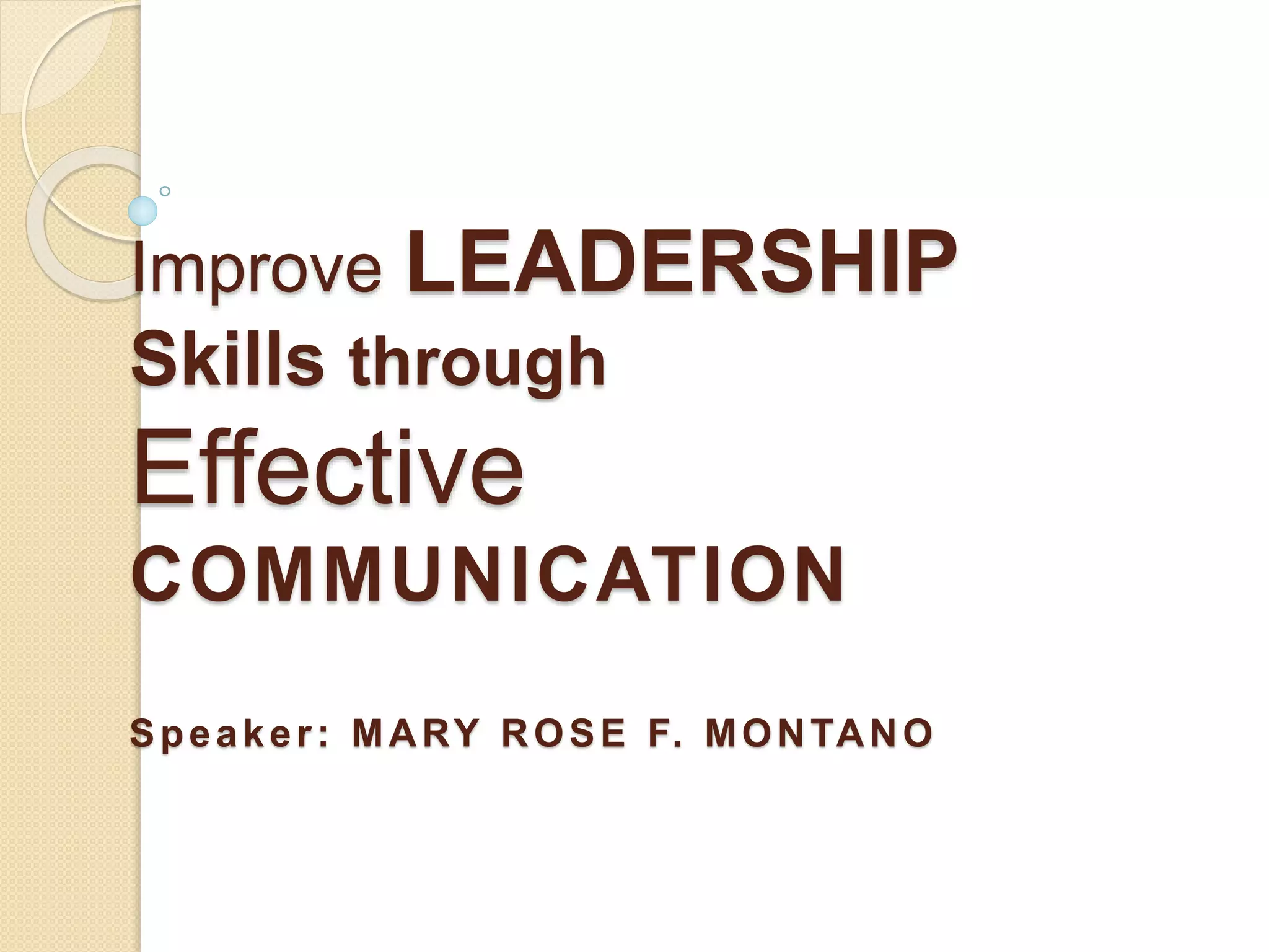 Effective communication for leaders | PPTX
