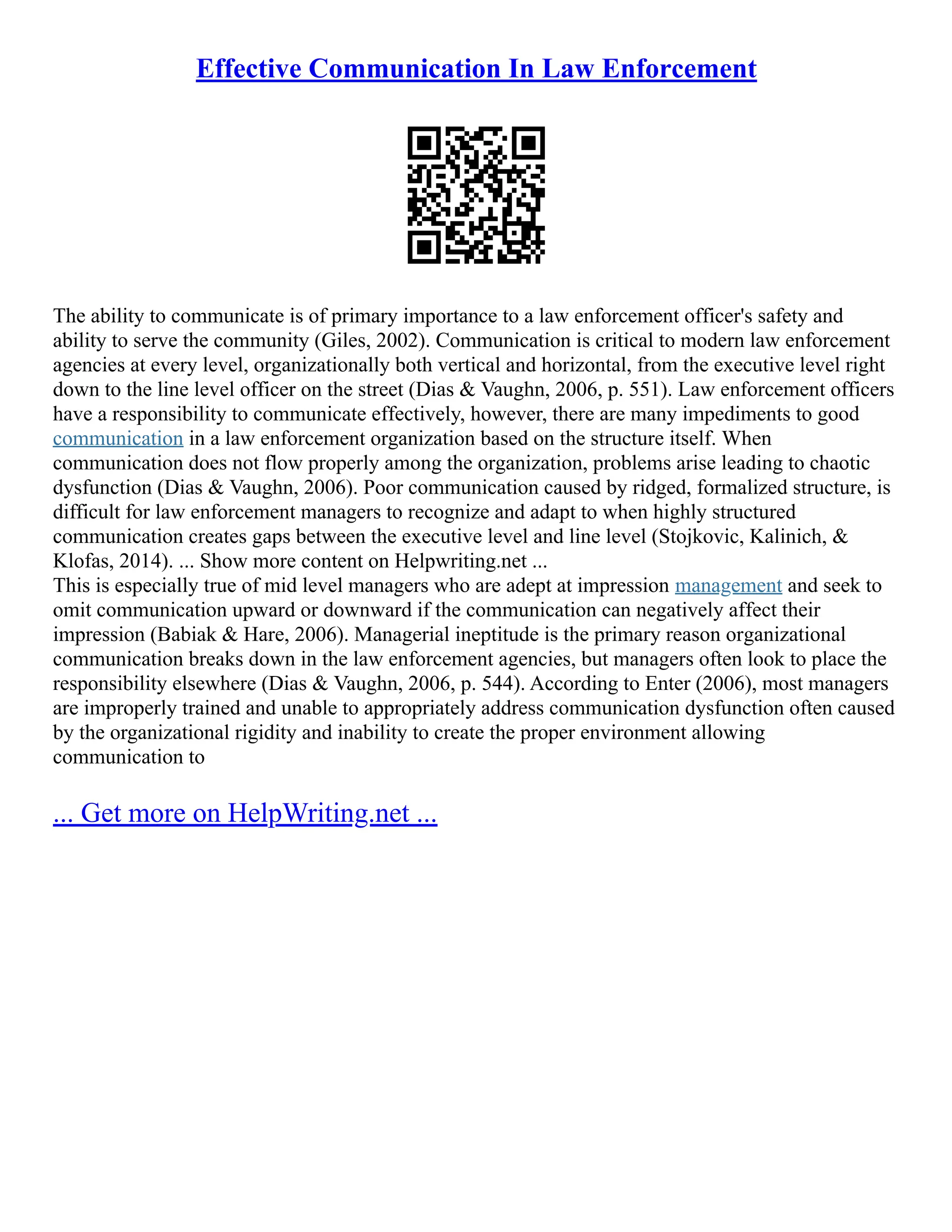 Effective Communication In Law Enforcement | PDF