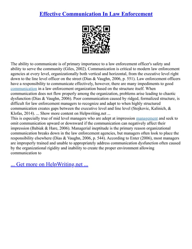 Effective Communication In Law Enforcement | PDF