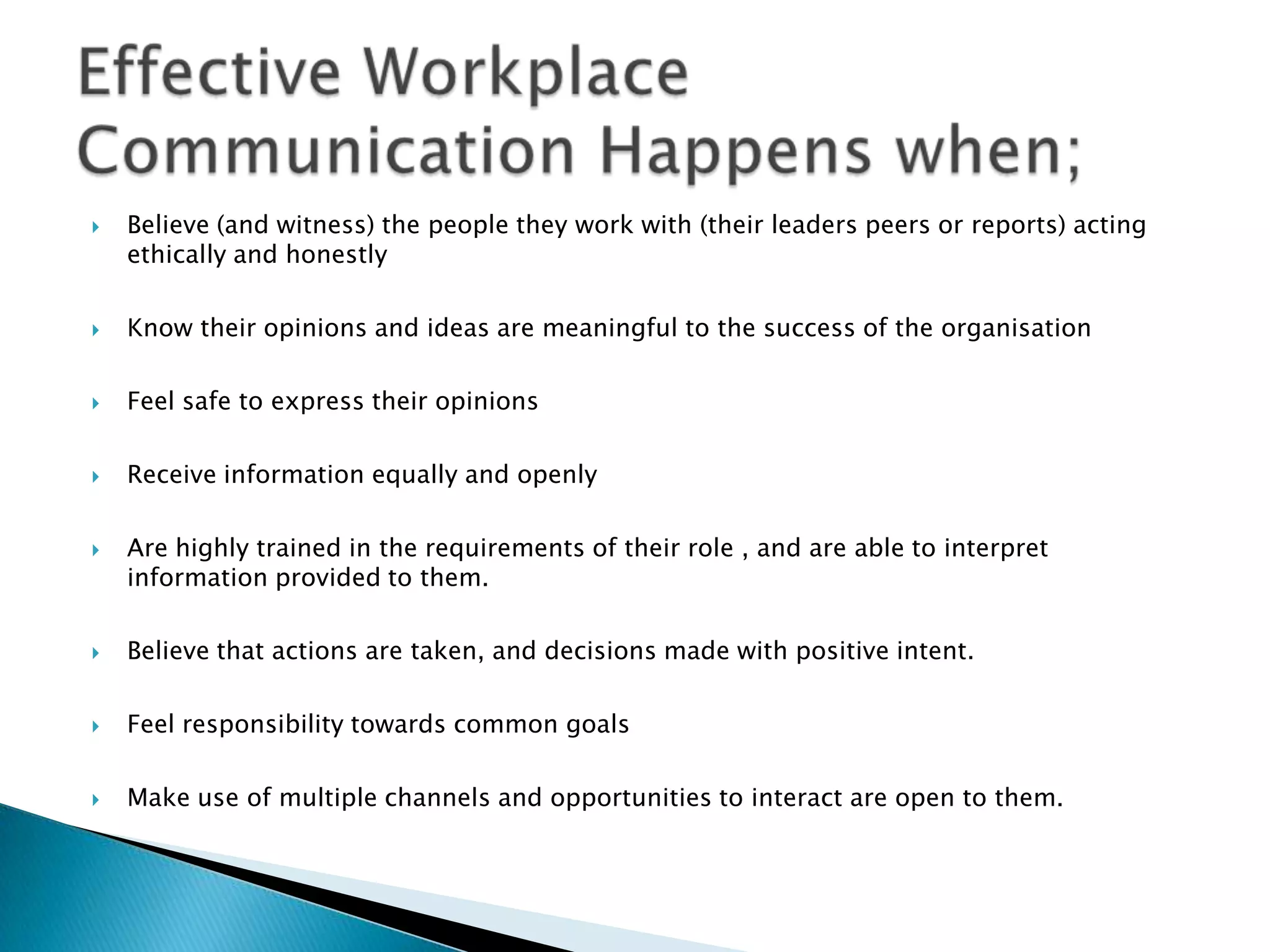Effective communication in the work place | PPTX