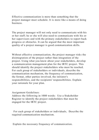 Effective communication is more than something that the project mana.docx