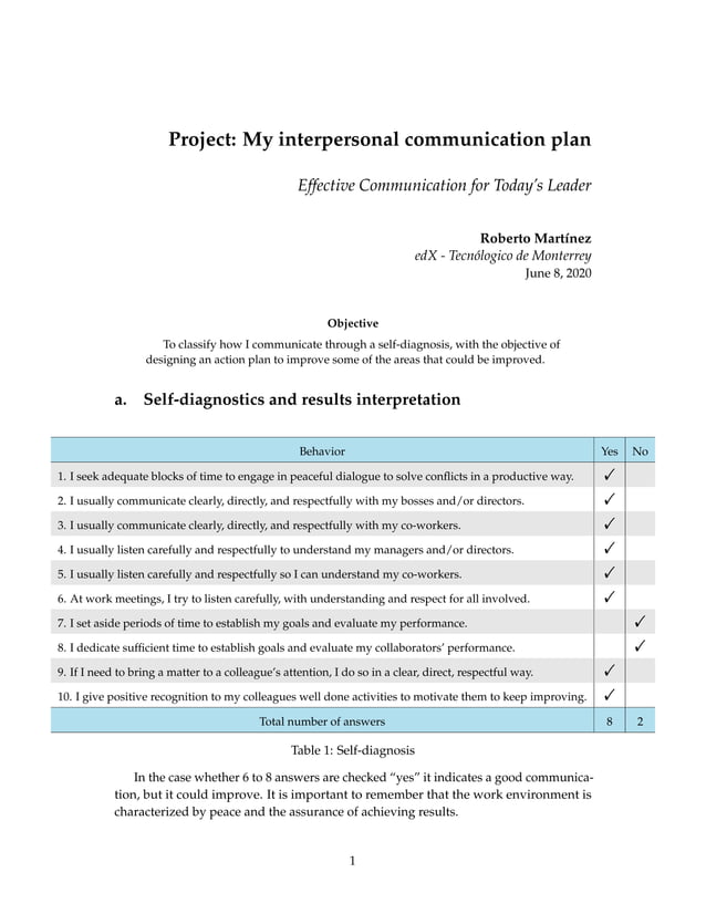 My interpersonal communication plan | PDF